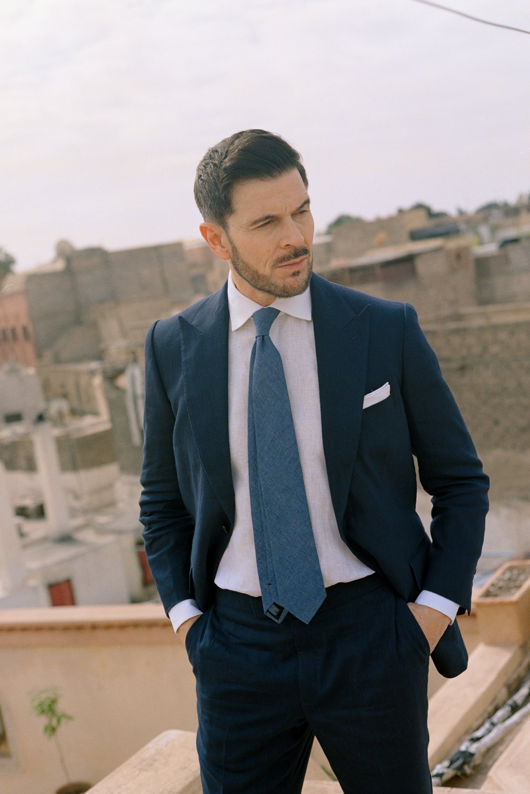 Summer Tie in Mid Blue Pure Linen – Cad & The Dandy Savile Row