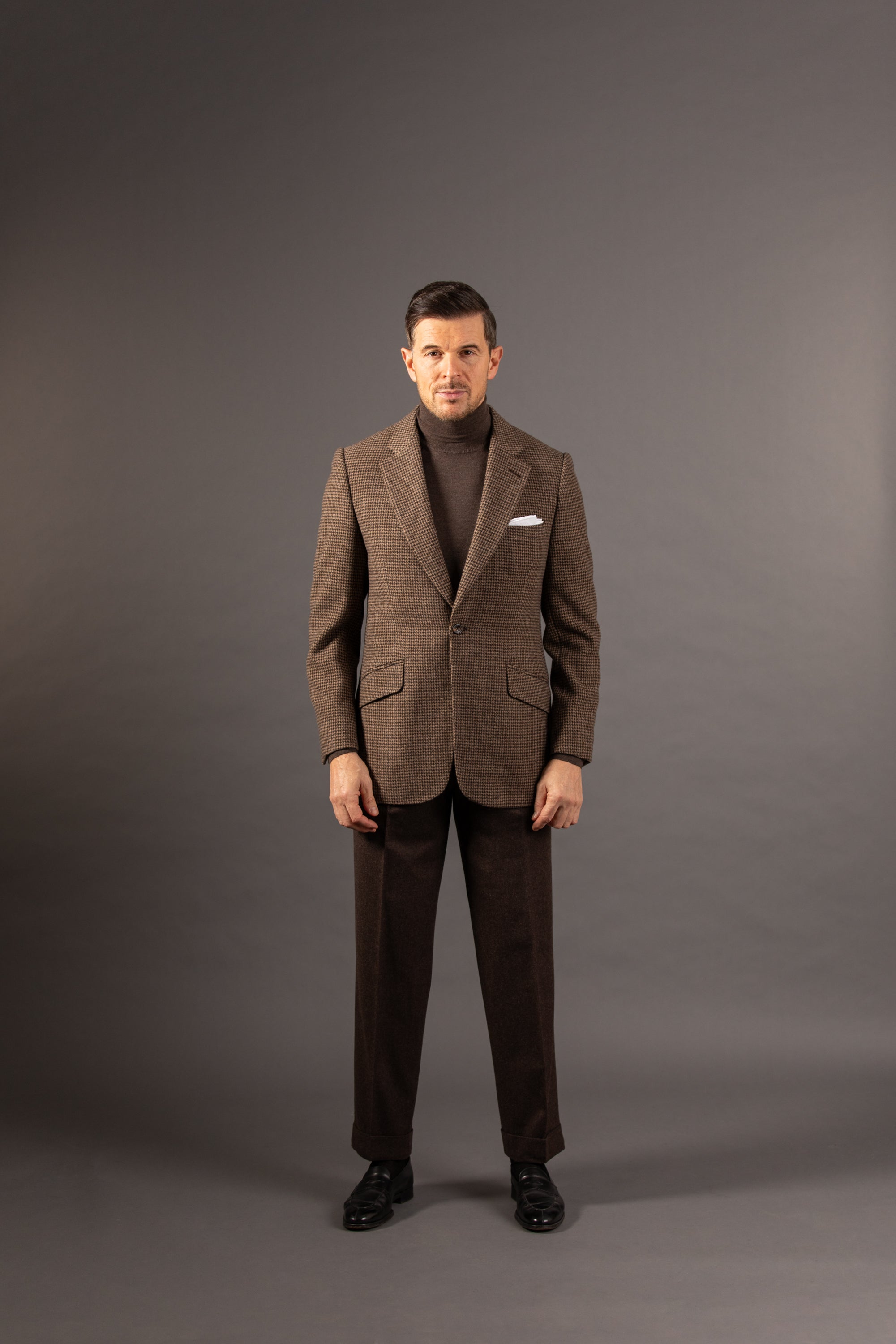 Roll Neck Jumper in Chocolate Brown Cashmere Silk – Cad & The Dandy ...