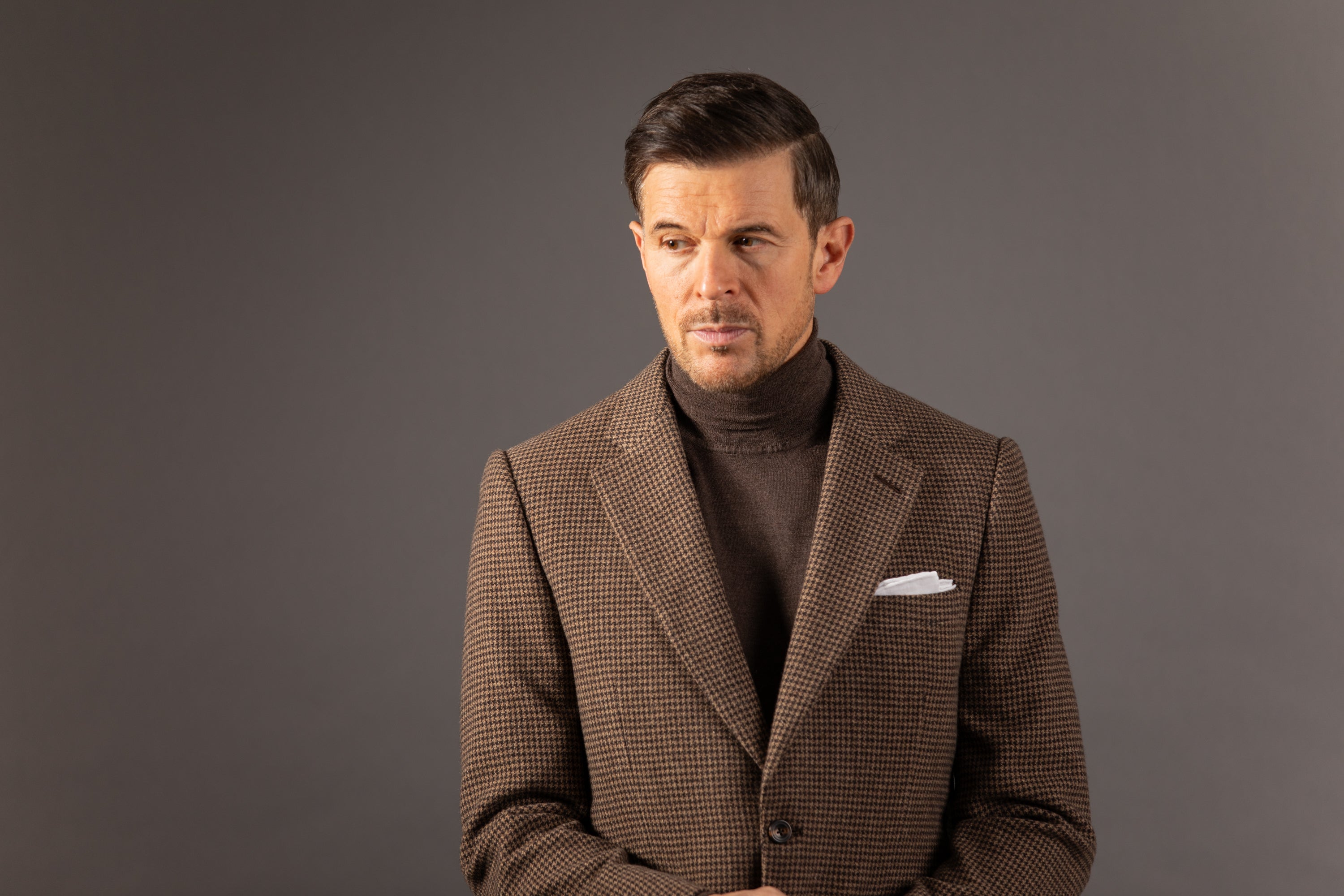 Roll Neck Jumper in Chocolate Brown Cashmere Silk – Cad & The Dandy ...