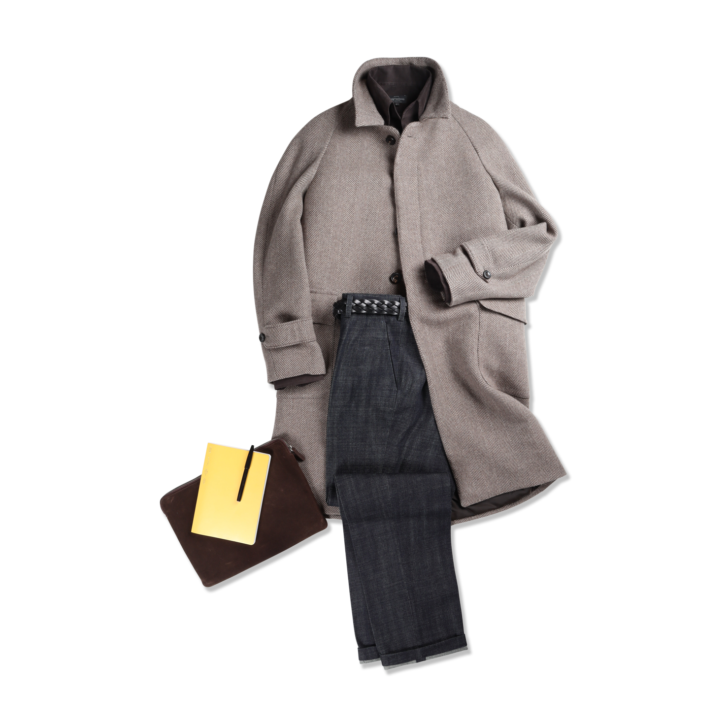 Raglan Overcoat in Brown Herringbone Cashmere Mix – Cad & The Dandy ...